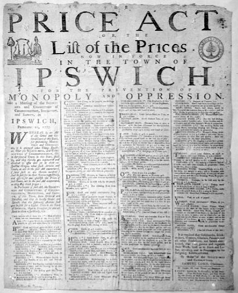 The Price Act, Passed at Ipswich, February 1777 – Historic Ipswich